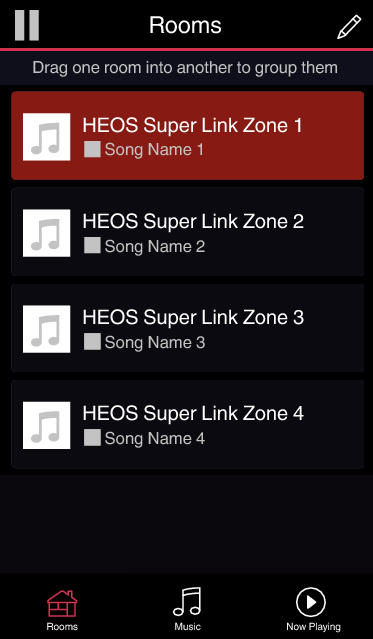 Selecting a room HEOS Super Link